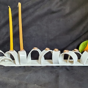 White Porcelain Hanukkah Menorah With Gold Decoration - Etsy