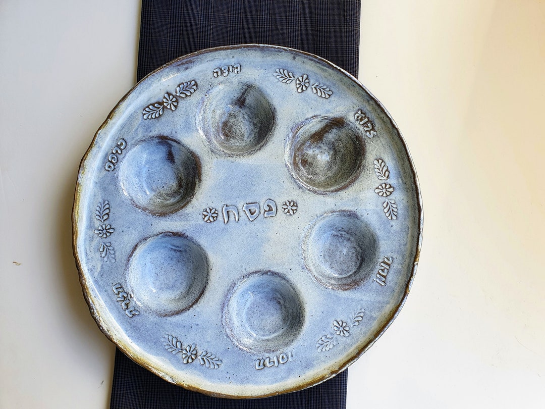 Blue Passover Seder Plate, Handmade in Israel, Express Shipment - Etsy