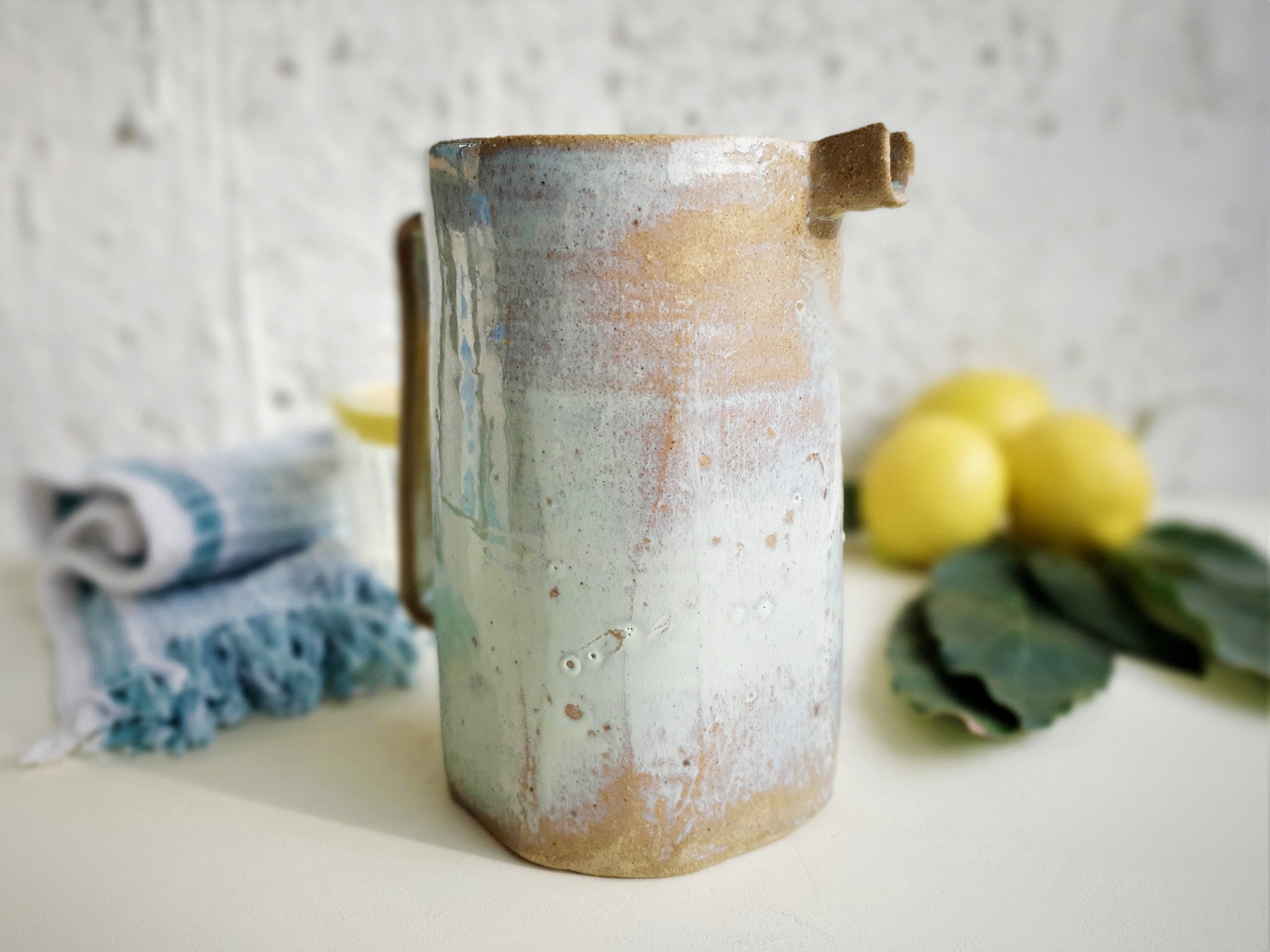 Rustic Ceramic Jug Facetted Farm House Vase - Etsy