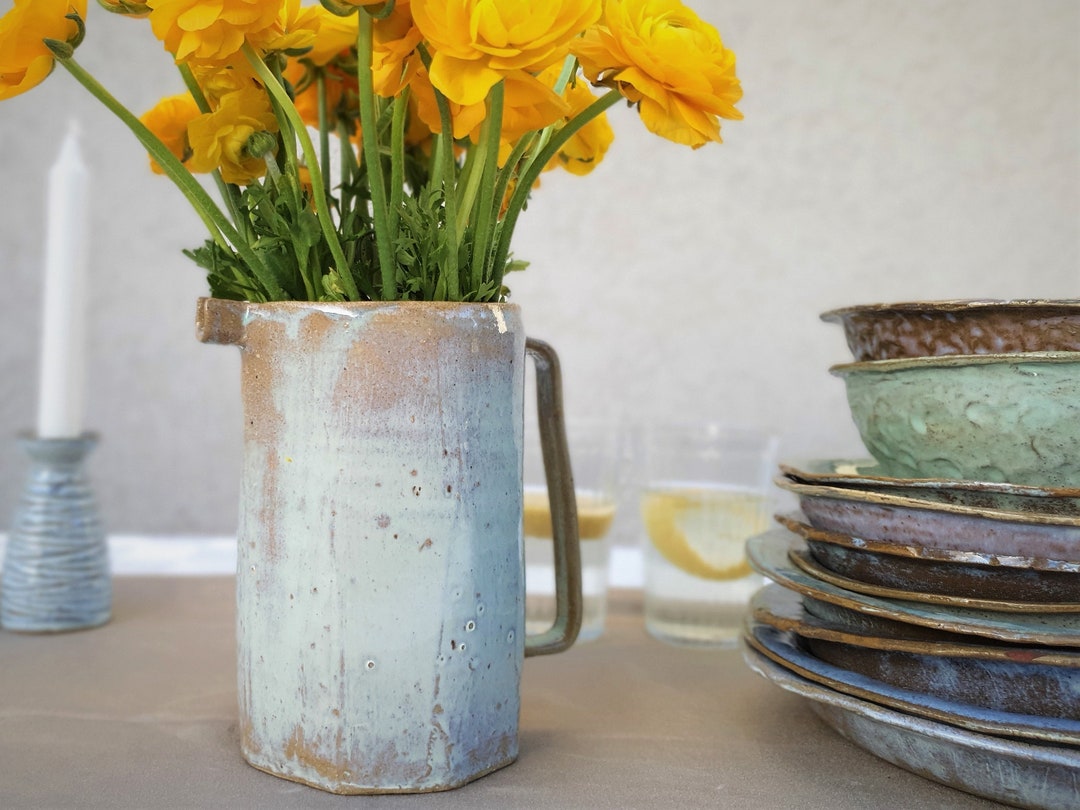 Handmade Green Rustic Jug, Ceramic Vase - Etsy