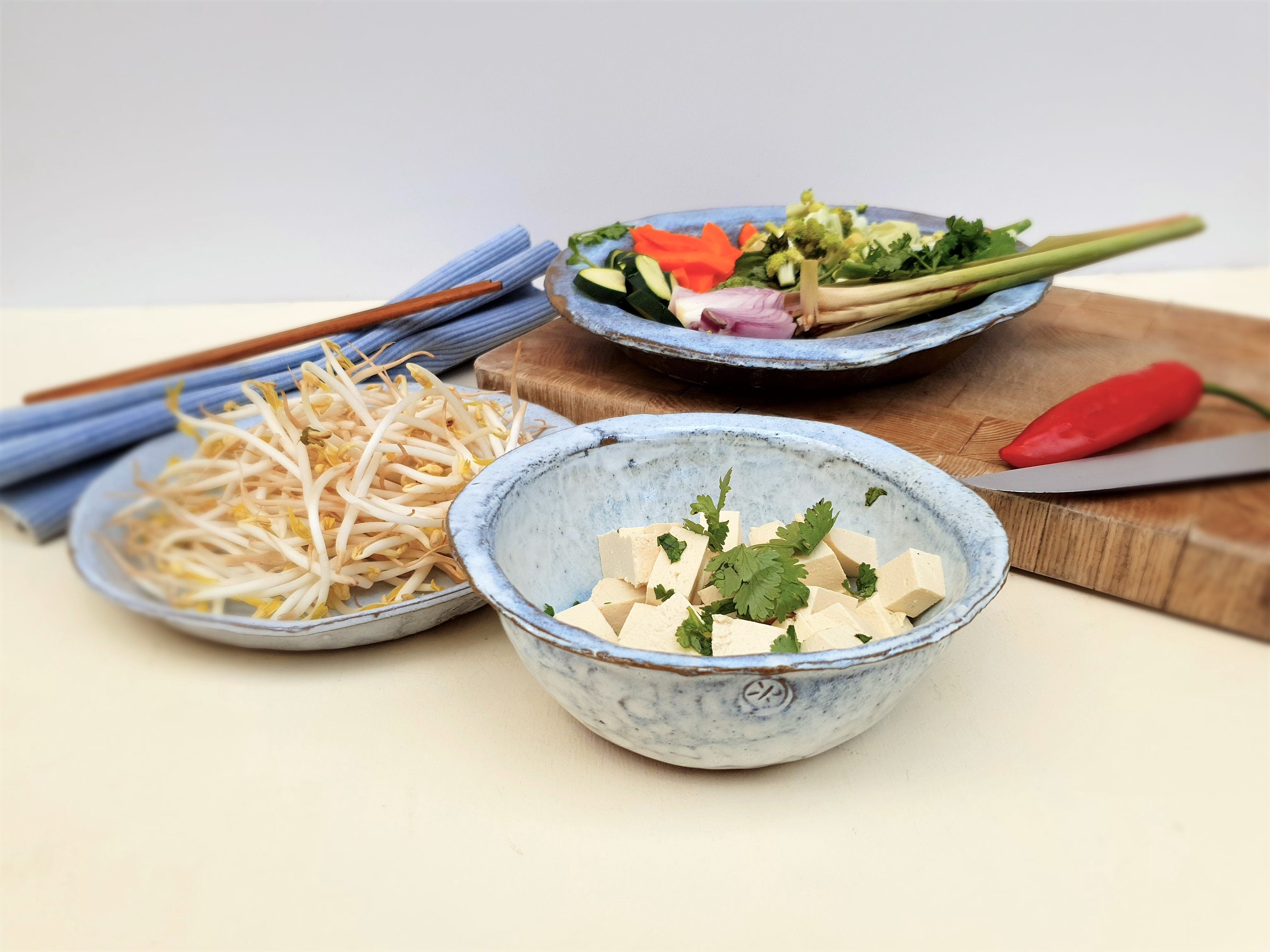 Dinner Set Handmade Blue Plates - Etsy