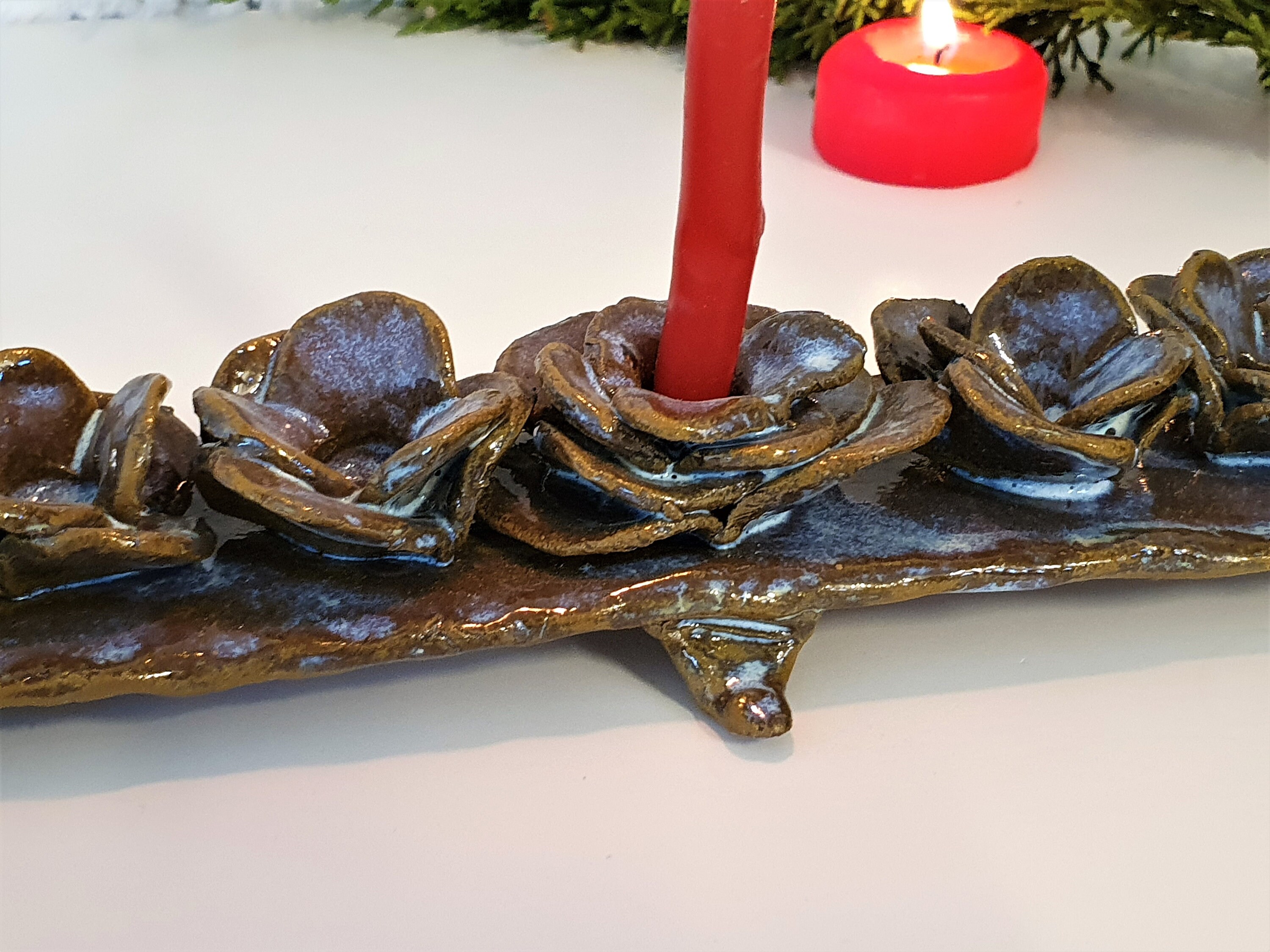 Flower Hanukkah Menorah in Turquoise Blue, Ceramics Made in Israel - Etsy