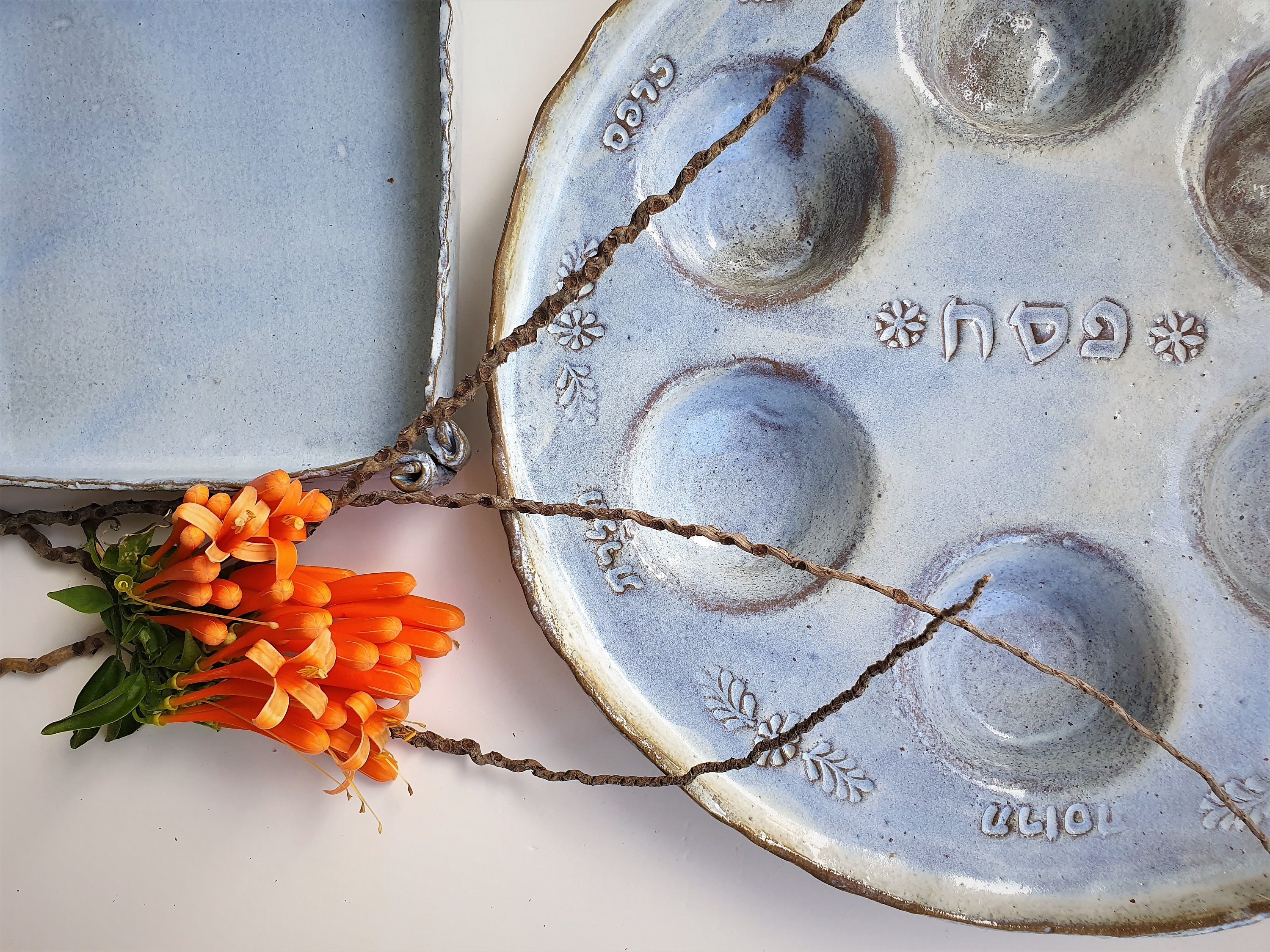 Passover Set Seder and Mazza Tray, Handmade Ceramic in Israel, Express ...