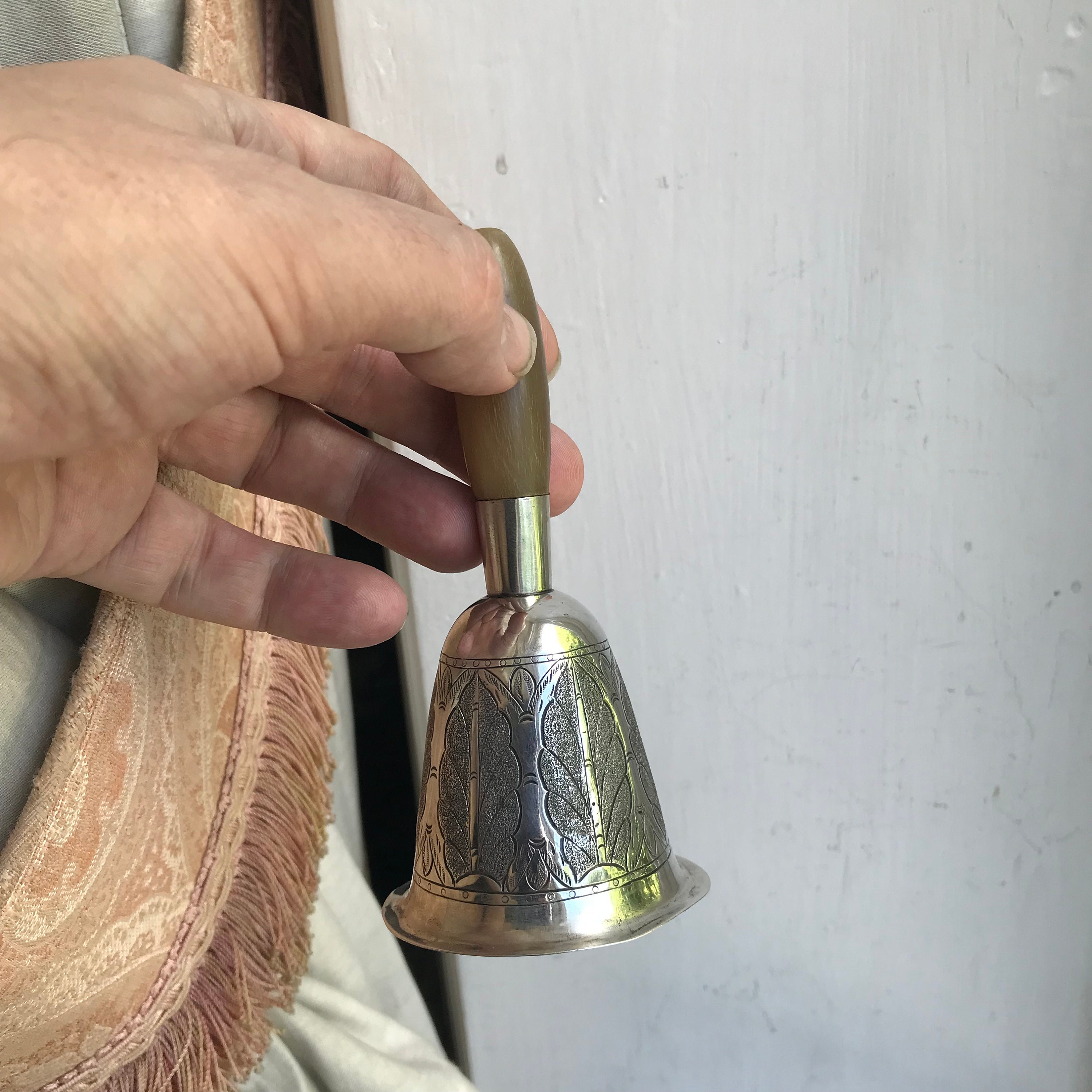 Real Silver Arabic Hand Bell Old Middle Eastern Handmade 5 Inches Hand ...