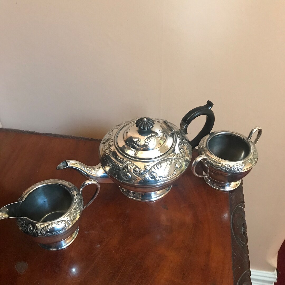 Antique Silver Plated Teapot Jug and Bowl Tea Set Sheffield - Etsy UK