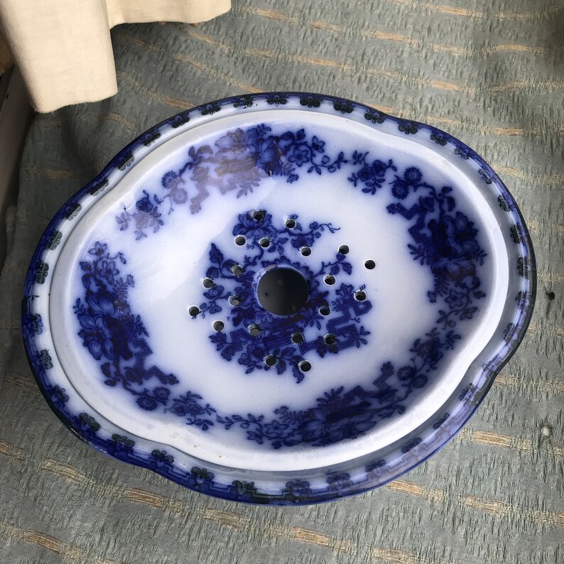 Ashworths Flow Blue Nanking Jar Pattern Soap Dish / Pot Pouri Lidded ...