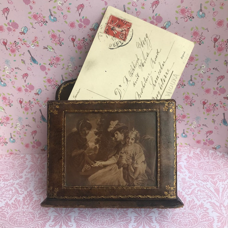 ANTIQUE Sterling Letter Rack Holder. Silver Mounted, Fortune Palm ...