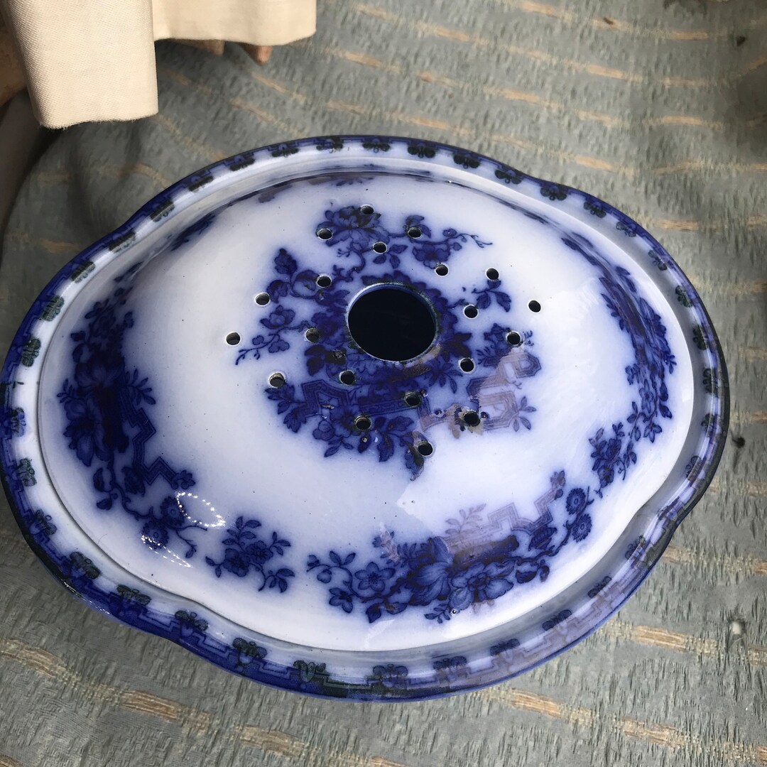 Ashworths Flow Blue Nanking Jar Pattern Soap Dish / Pot Pouri Lidded ...