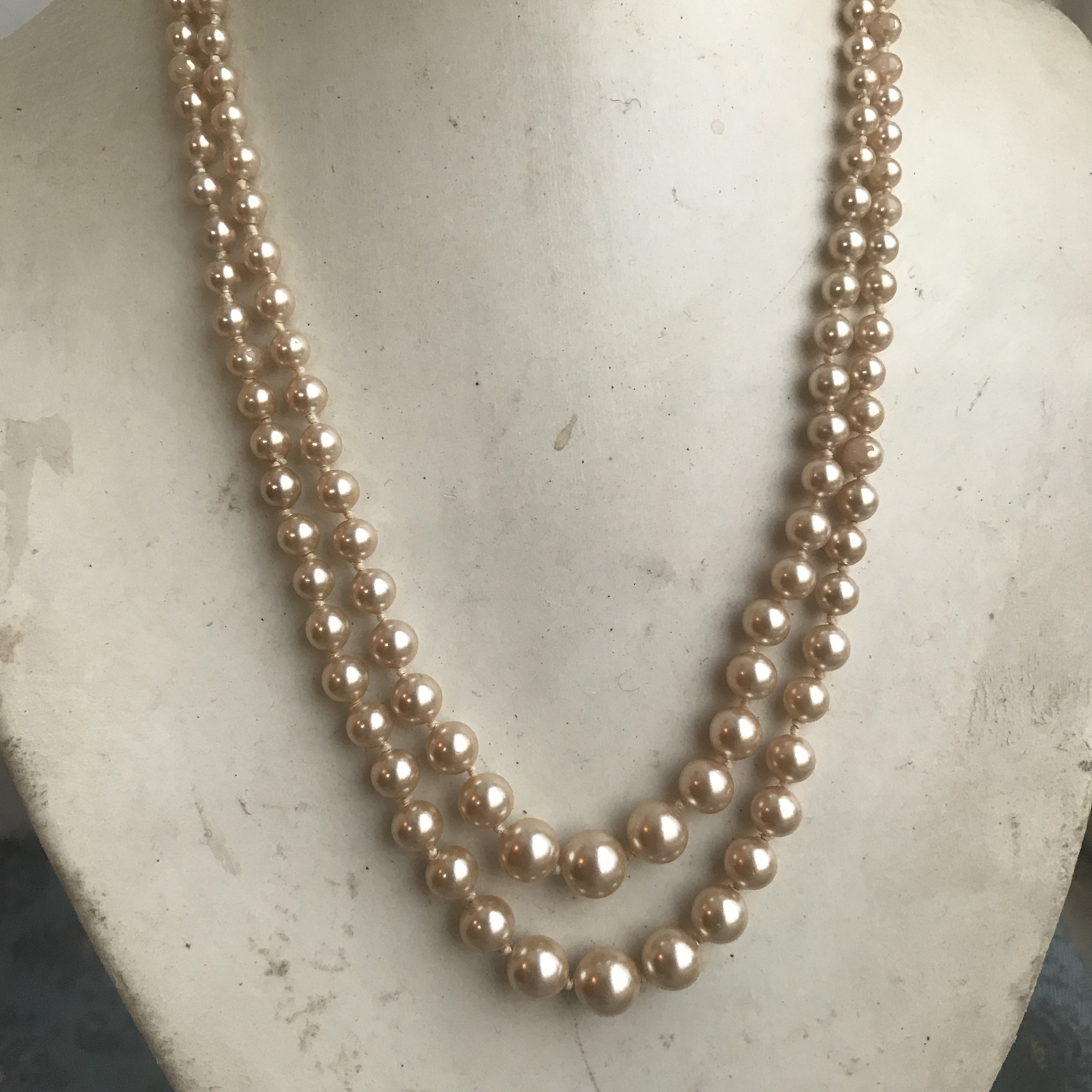 Lotus Pearl Beads Necklace Silver Clasp C.1950s Safety Chain - Etsy