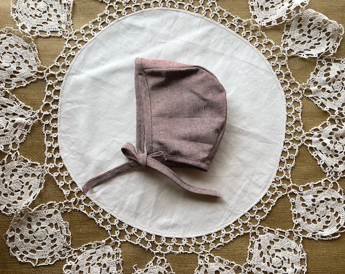 Linen Baby Bonnet// Baby Hat// Rust Bonnet// Handmade Bonnet// Gender ...