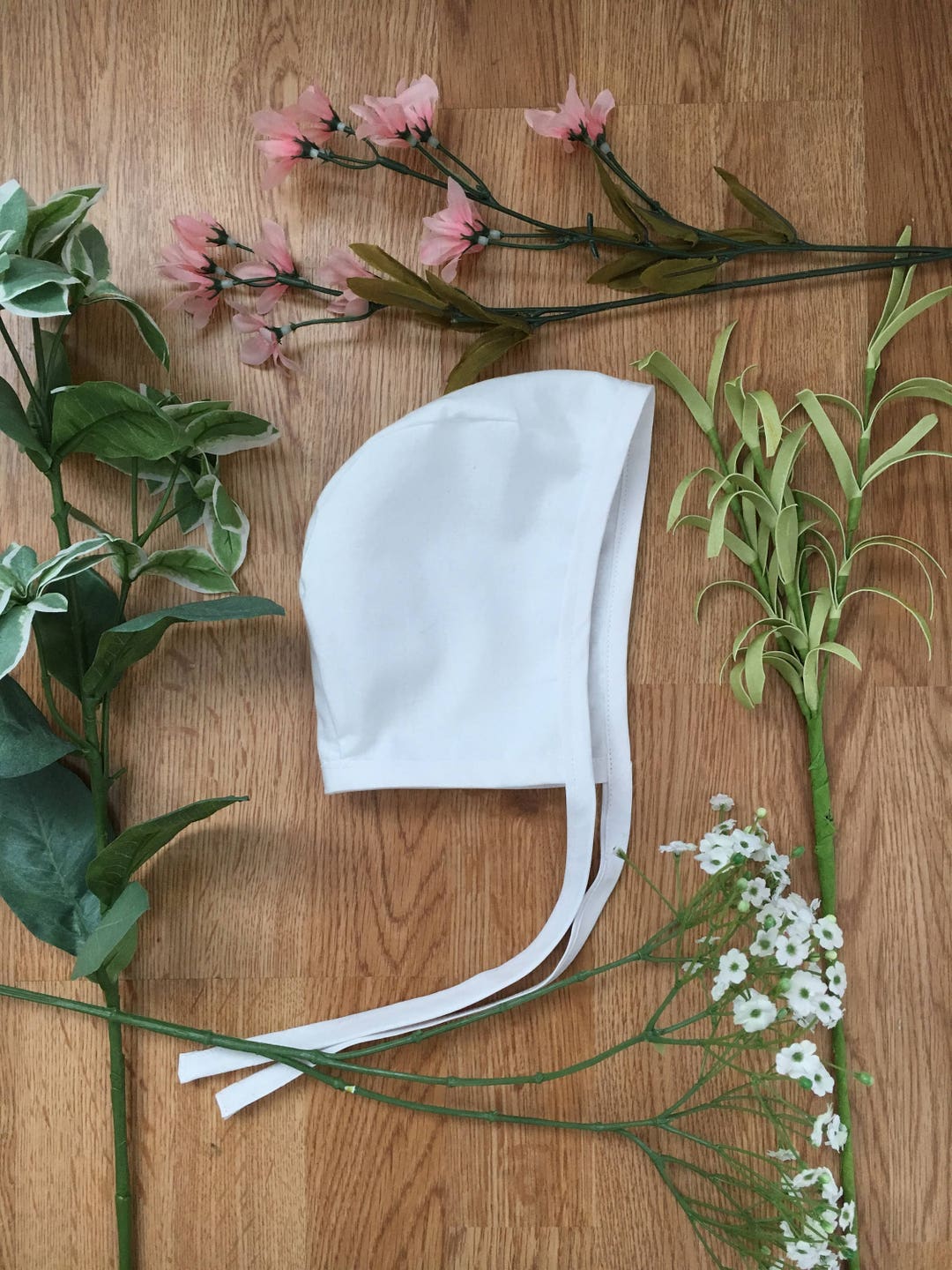 White Cotton Baby Bonnet// Brimmed Baby Sunhat// Baby Christening ...