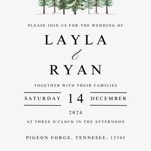 Winter Forest Minimalistic White Snow Wedding Invitation Suite ...