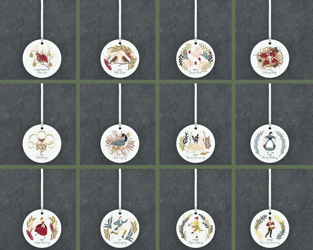 The Twelve Days of Christmas Decorative Ornaments Ceramic Circle ...