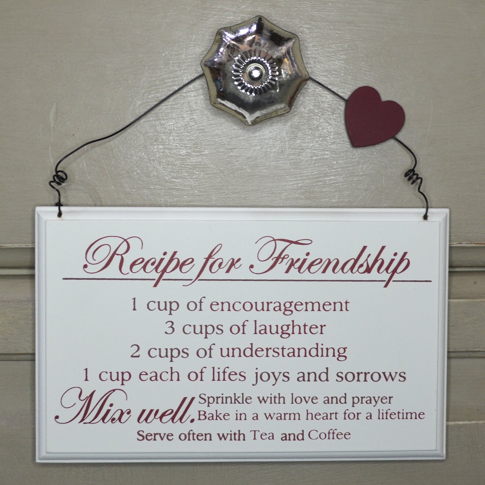 Plaque Recipe for Friendship Best Friend Sign Keepsake | Etsy UK