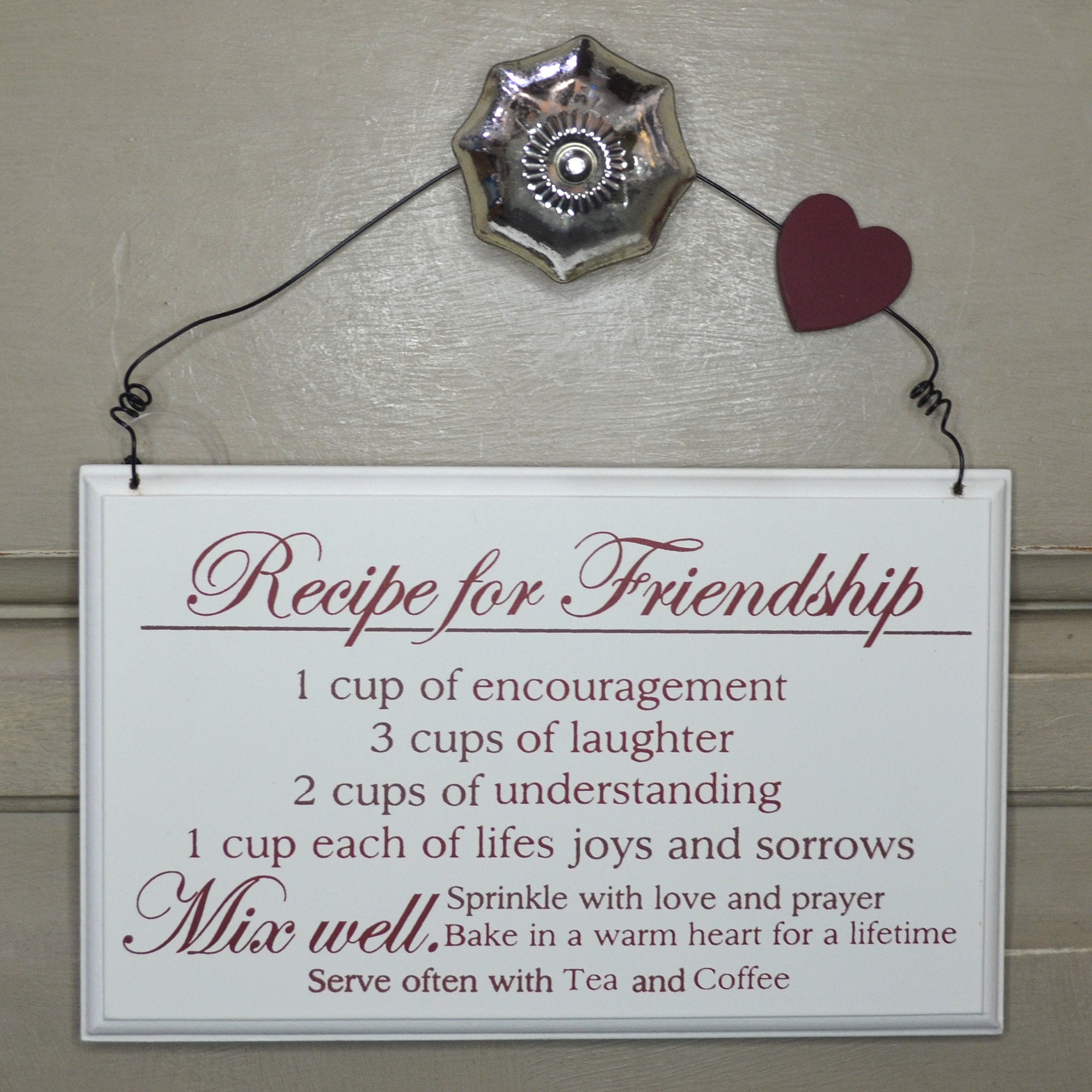 Plaque Recipe for Friendship Best Friend Sign Keepsake - Etsy UK