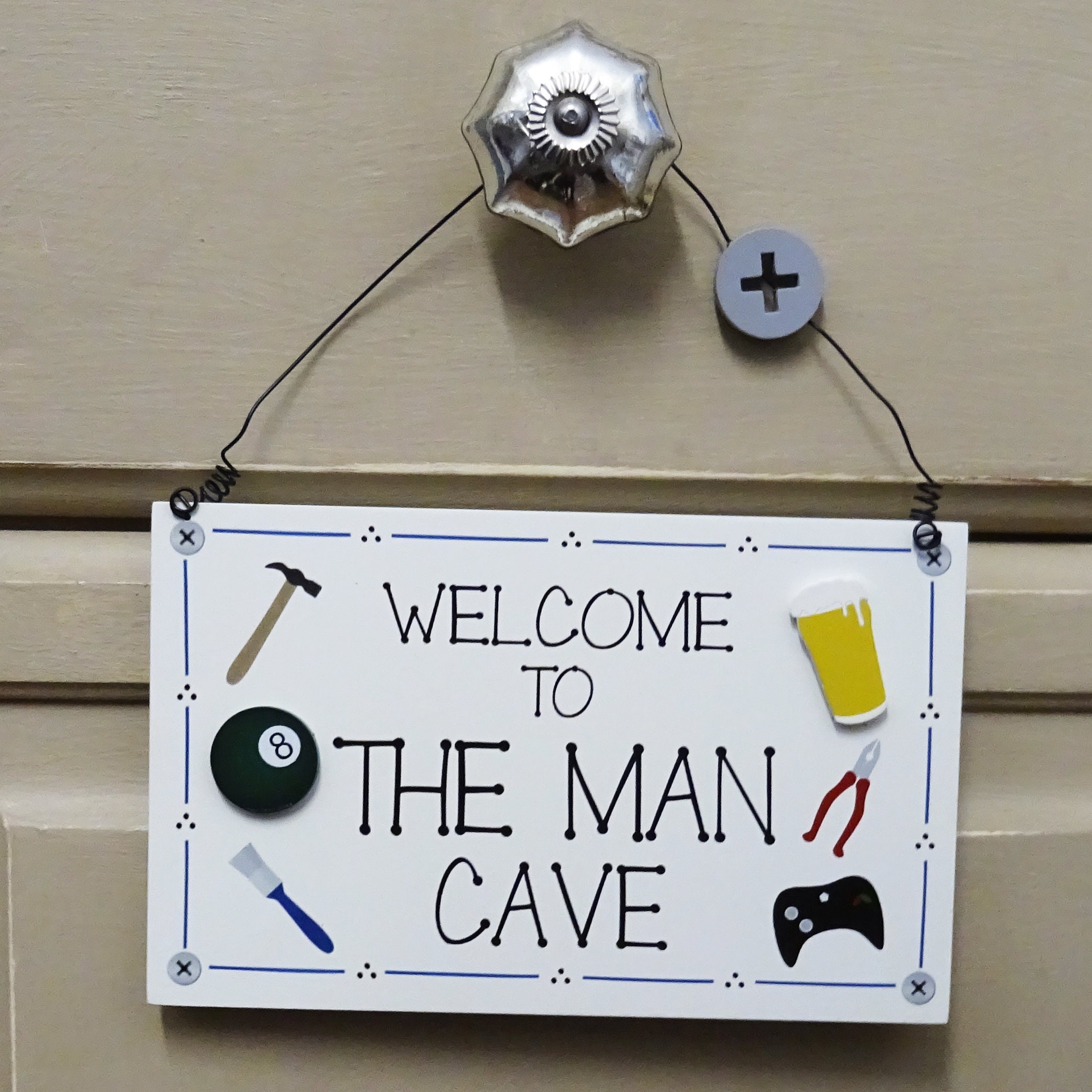 Plaque Welcome to the Man Cave Fun Wall Sign 3D Beer Pool Tools ...