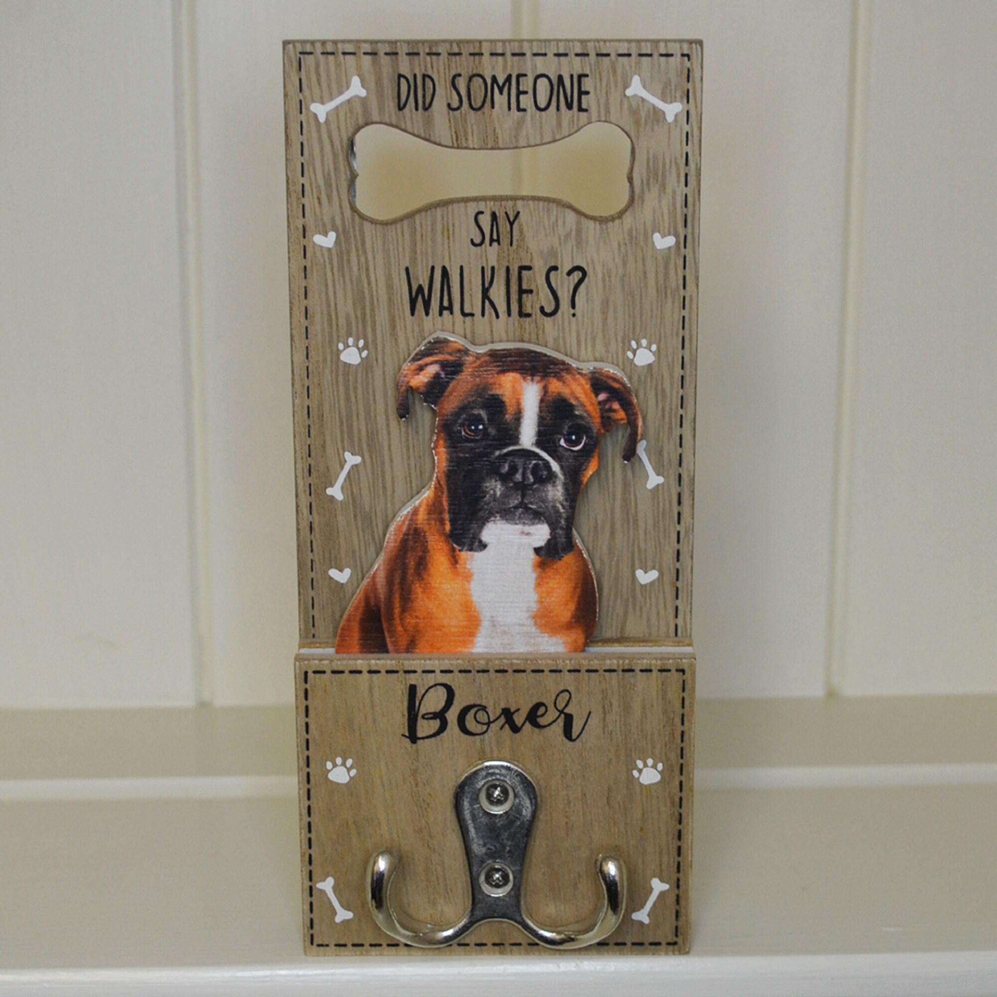 Dog Lead Hook Twin Hooks Wall Mounted Walkies Puppy Assort Breeds ...