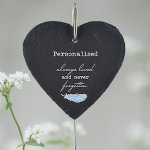 Personalised Grave Stick Marker Any Name Colour Feather Ornament ...