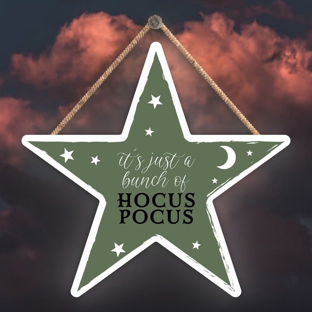 Witch Plaque Sign Star Shaped Hocus Pocus Funny Spells Cobwebs Moon ...