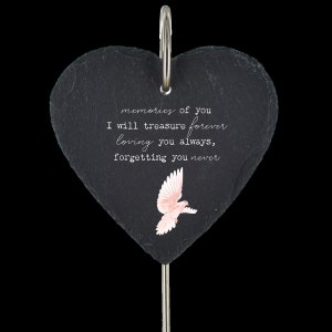 Dove Grave Stick Marker Plaque Memorial Slate Heart Bird Ornament ...