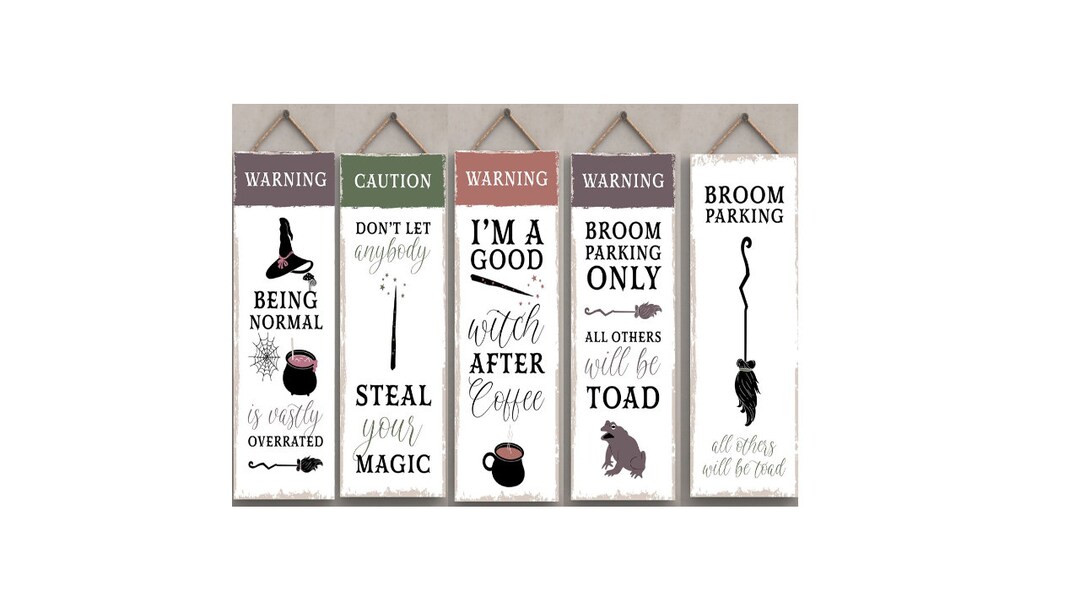 Witch Wall Plaque Sign Magic Spells Broomstick Magic Wand Toad Witches ...