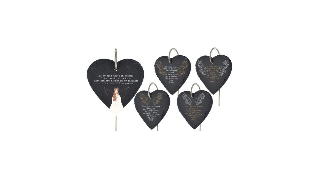 Grave Stick Marker Plaque Slate Heart Ornament Loving Memories If Tears ...