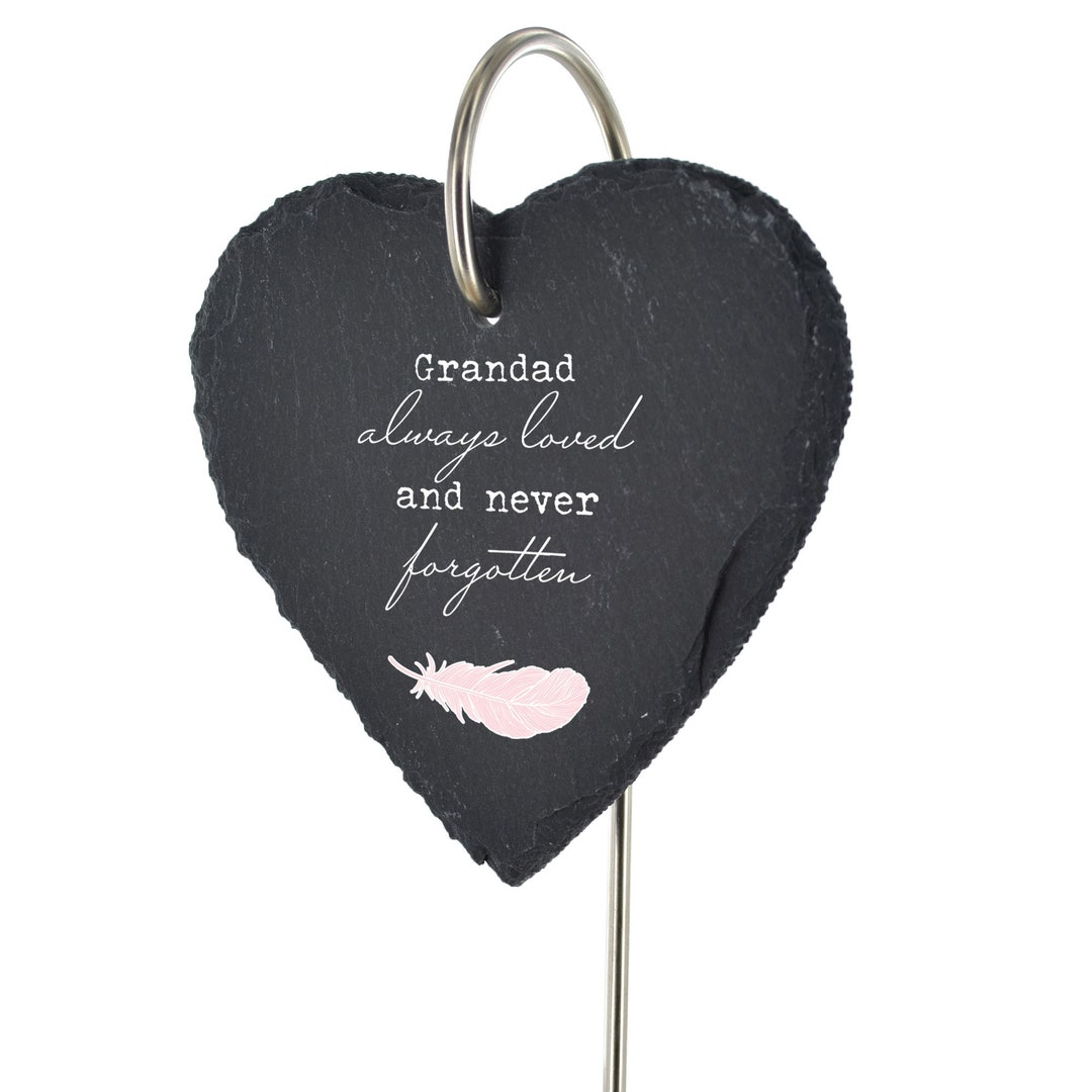 Personalized Slate Heart Grave Marker, Feather Memorial Stick - Etsy