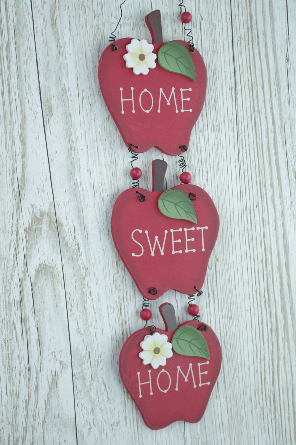 Hanging Apples Plaque Home Sweet Home Shabby Chic Gift Kitchen | Etsy