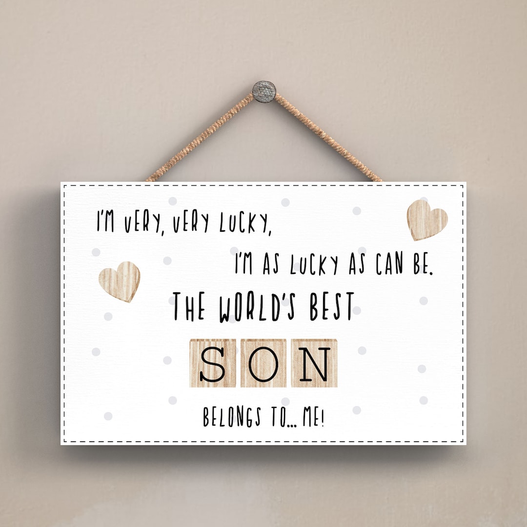 Son Plaque the Worlds Best Son Sign 3D Letters Tiles Gift Cream Natural ...
