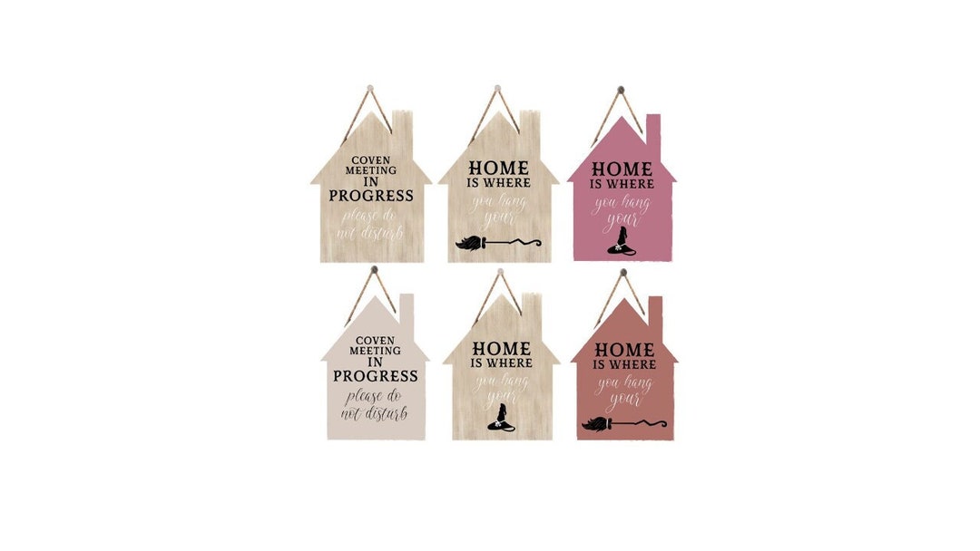 Witch Wall Plaque Sign House Shaped Broom Parking Home is Where ...