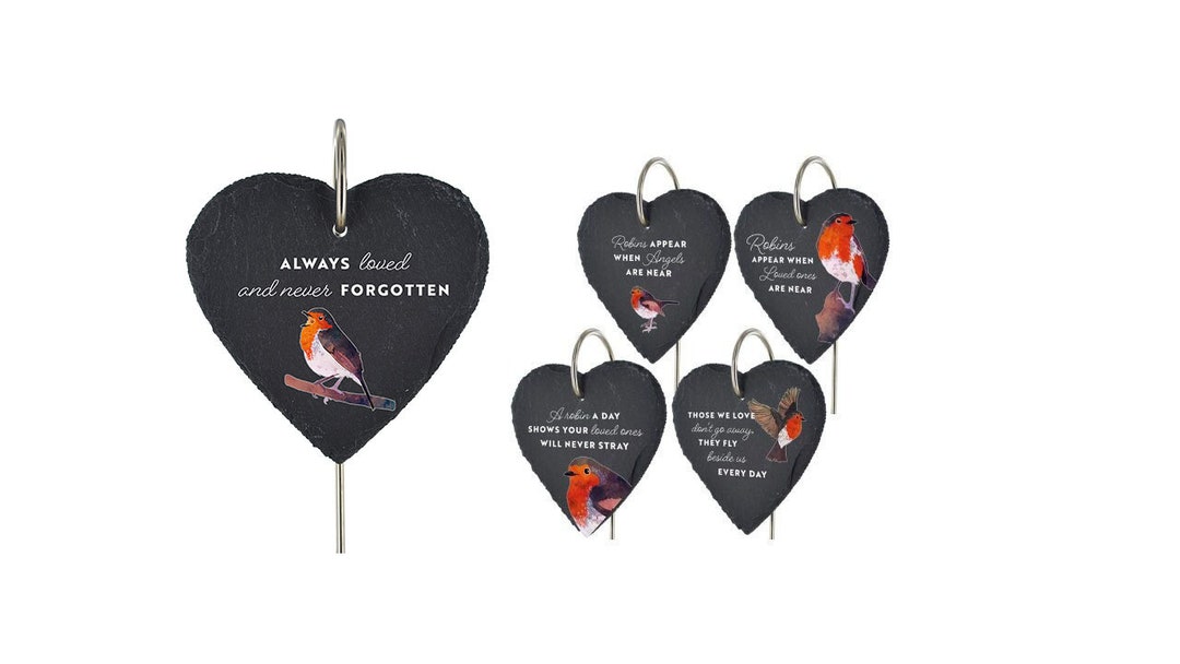 Robin Grave Stick Marker Heart Plaque Ornament A Robin Appears When an ...