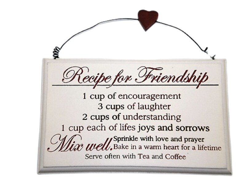 Plaque Recipe For Friendship Best Friend Sign Keepsake Etsy Uk