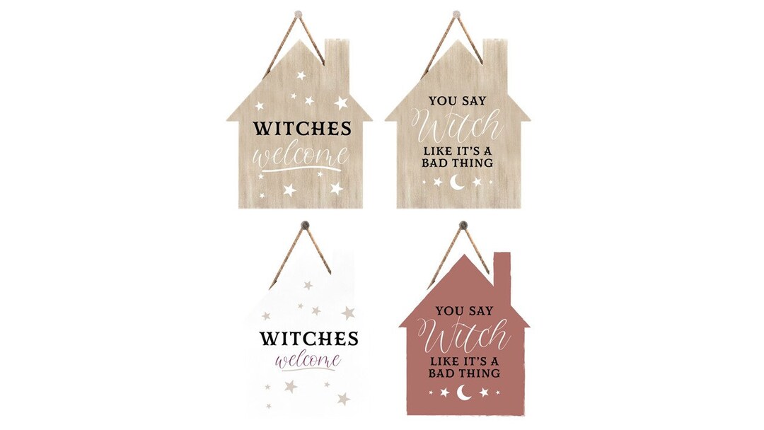 Witch Wall Plaque Sign House Shaped Witches Welcome You Say Witch Like ...