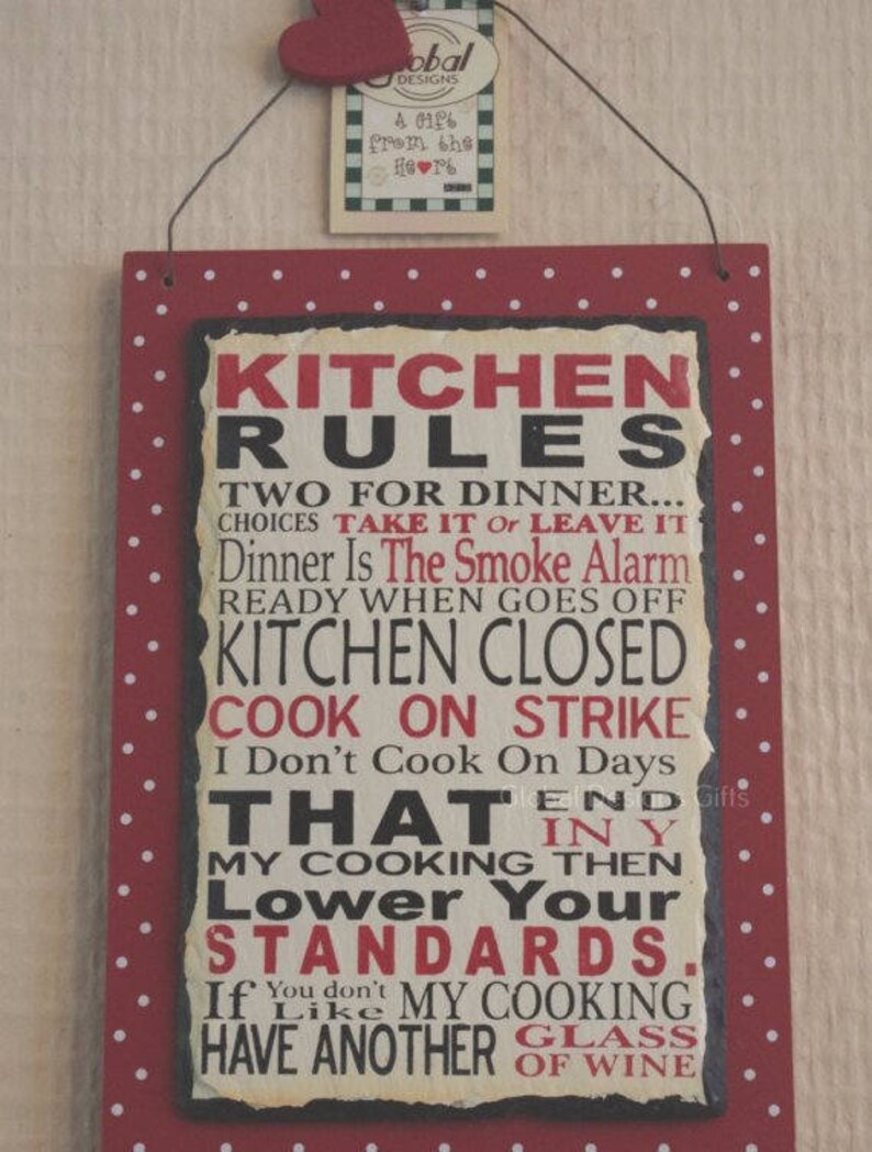 Sign Plaque Kitchen Rules Funny Rules for the Kitchen Slate - Etsy UK