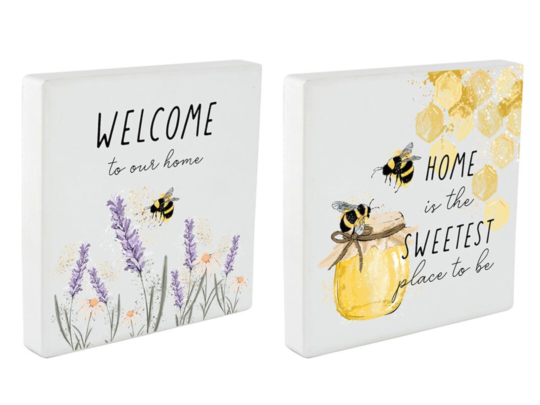 Bumble Bee Ceramic Standing Block Bumble & Lavender Collection Bees ...