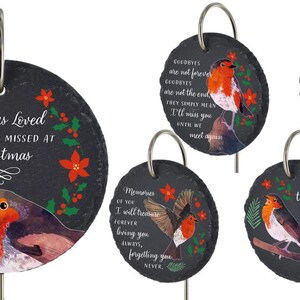 Christmas Robin Grave Stick Marker Plaque Slate Memorial Ornament ...