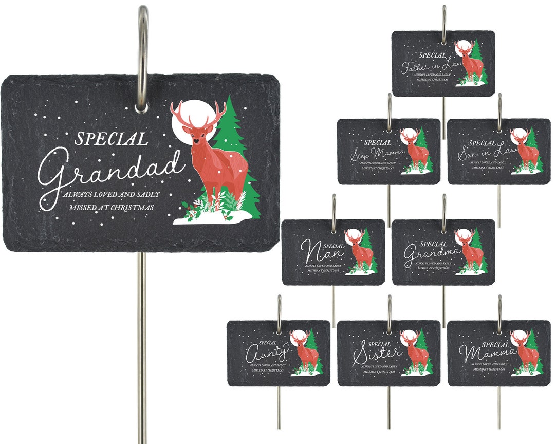 Christmas Grave Stick Ornament Memorial Slate Plaque Stag Deer Special ...