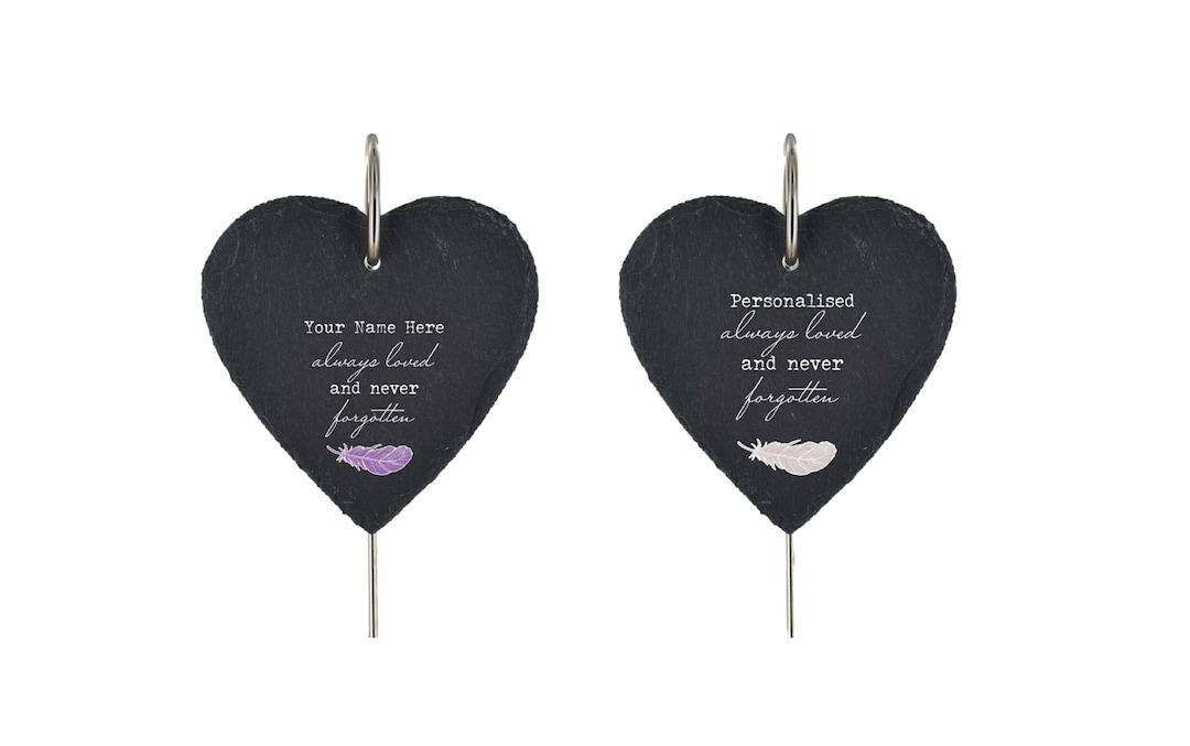 Personalised Grave Stick Feather Always Loved Never Forgotten Slate ...