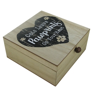 Cat Memory Box Keepsake Cat's Leave Pawprints on Your Heart Ashes Box ...