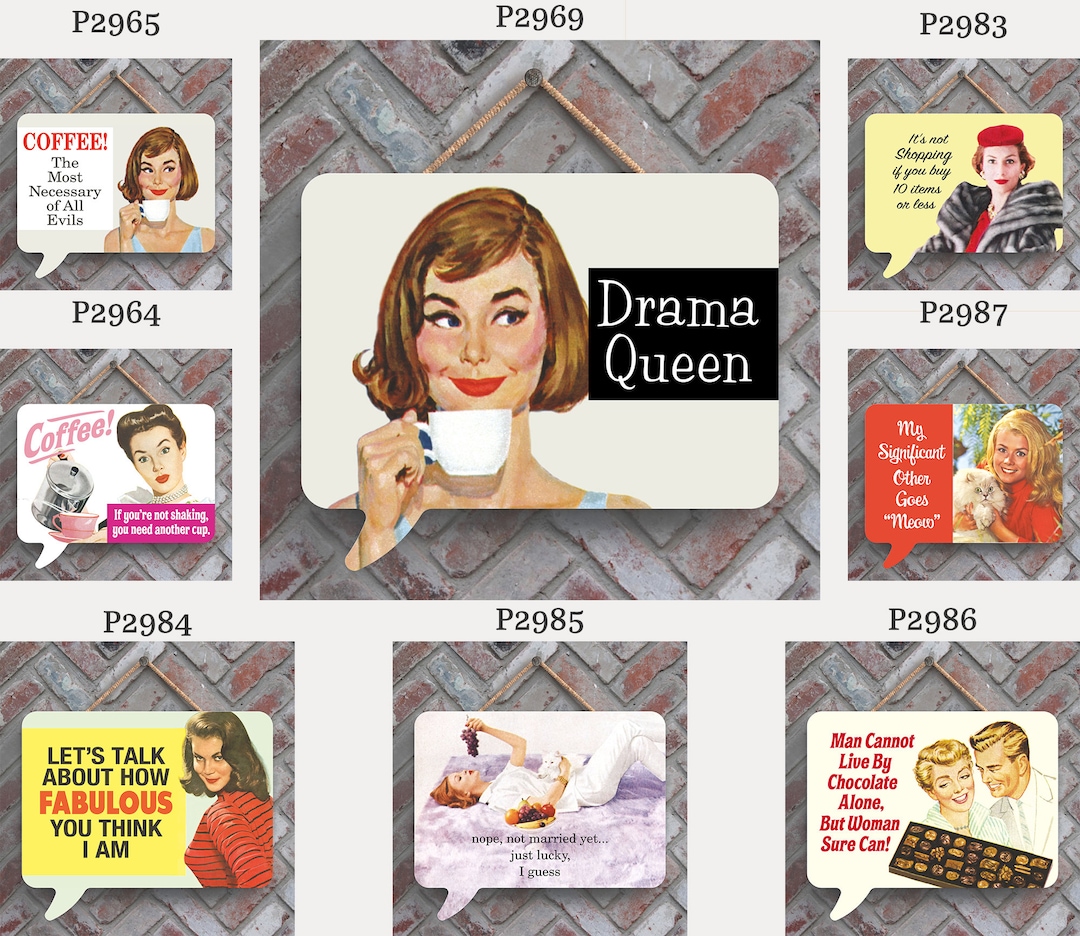 Retro Style Women Pin Ups Funny Plaques Workplace Sayings Office Home ...