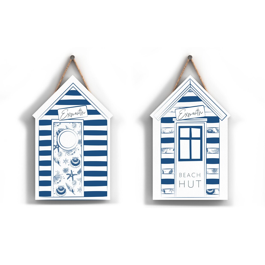 Personalised Beach Huts Seaside Shed Shaped Hanging Plaque Nautical ...