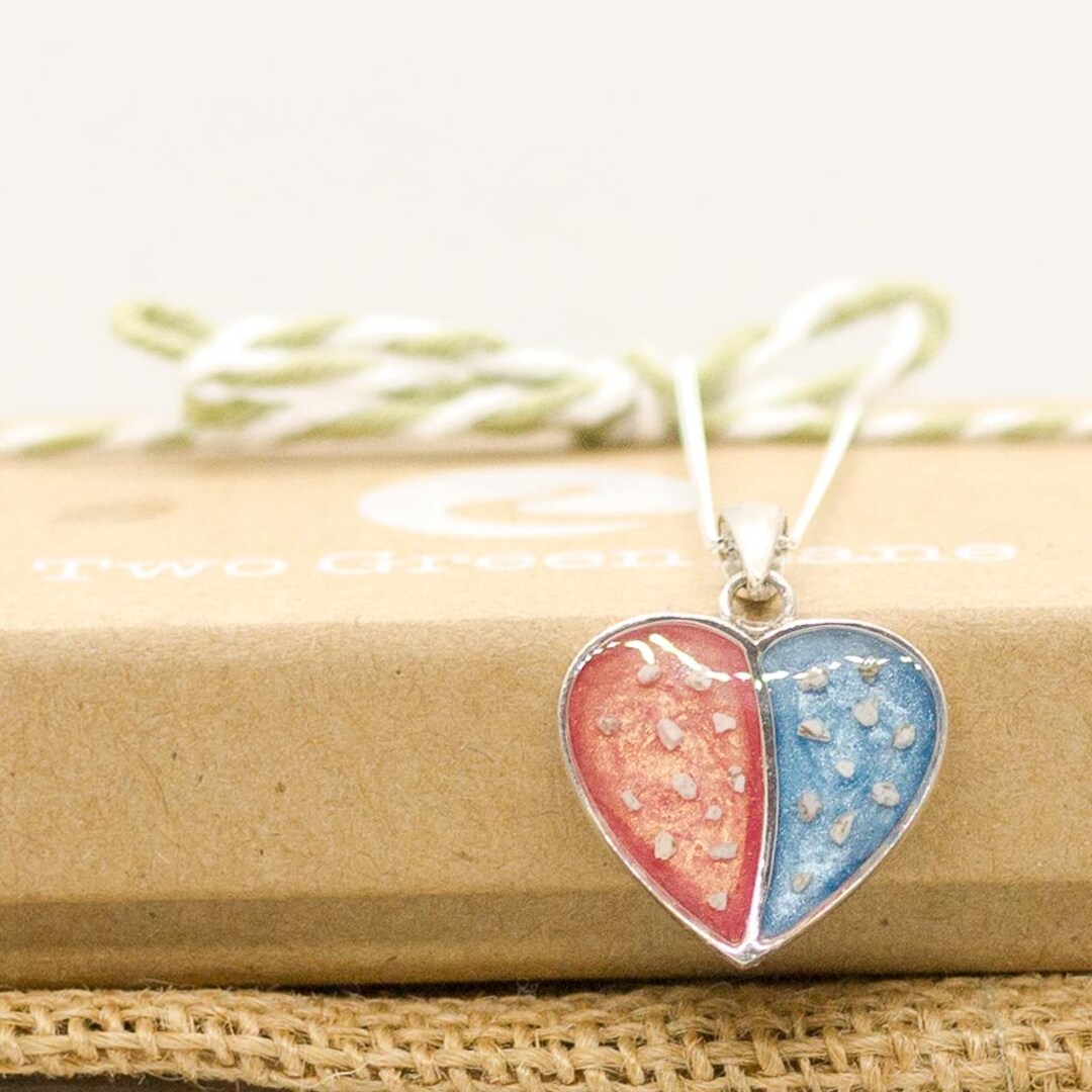 Memorial Ashes Split Heart Necklace, Ashes Jewellery, Ashes Keepsake ...