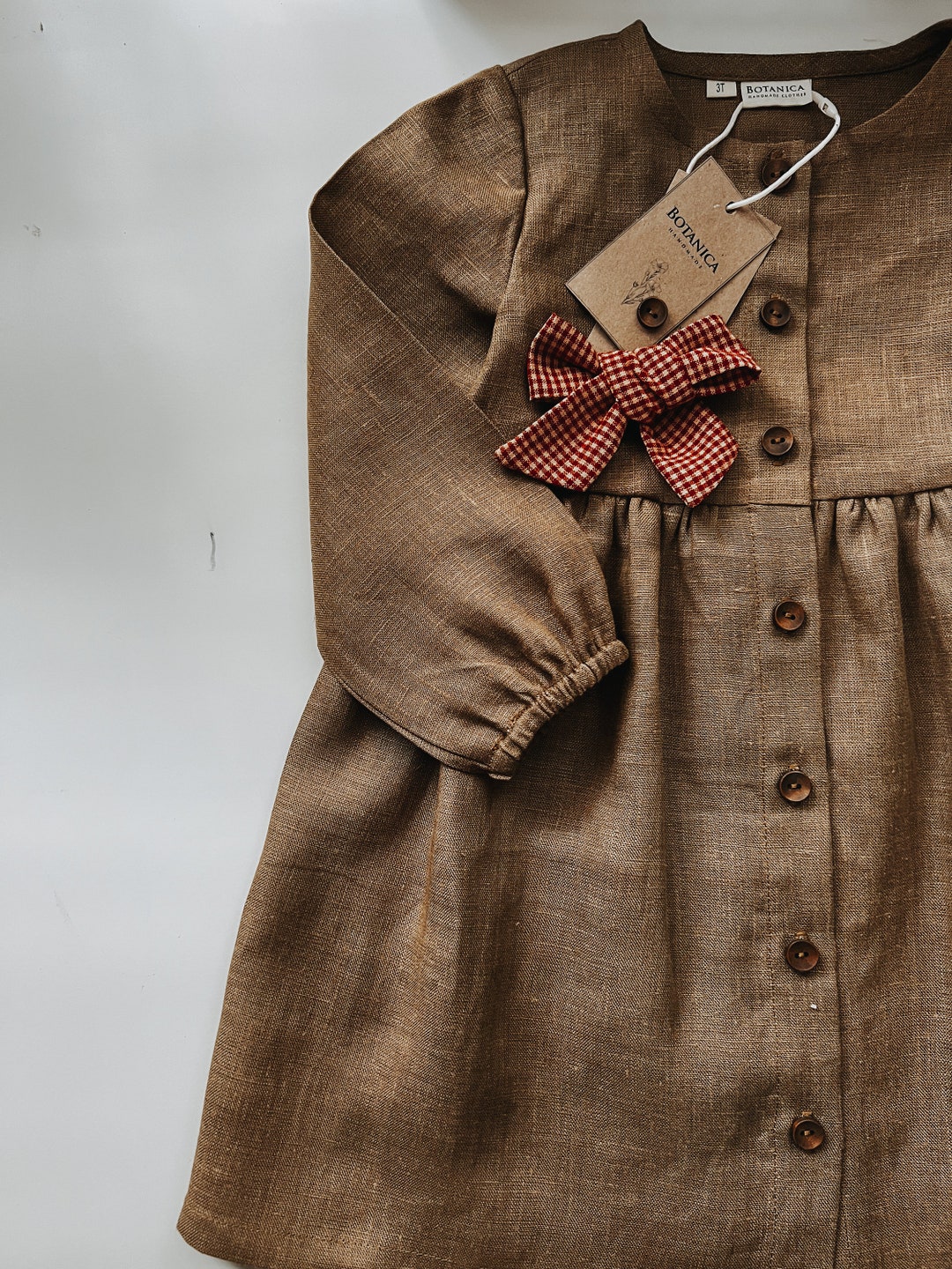 Linen Girl Dress Linen Button Front Dress Retro Girl Dress - Etsy