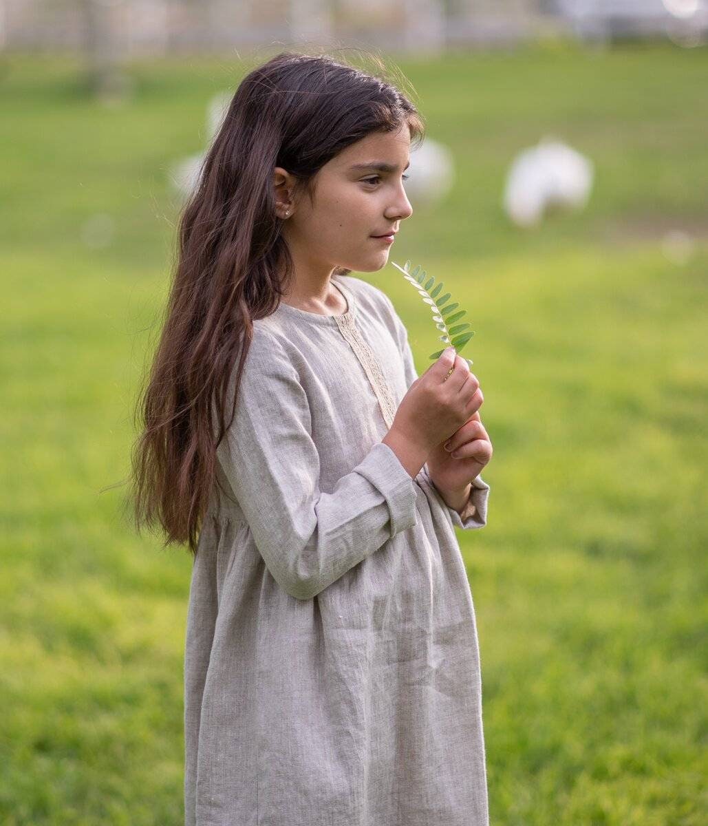 Linen Dress for Girl/linen Dress With Lace/linen Vintage | Etsy
