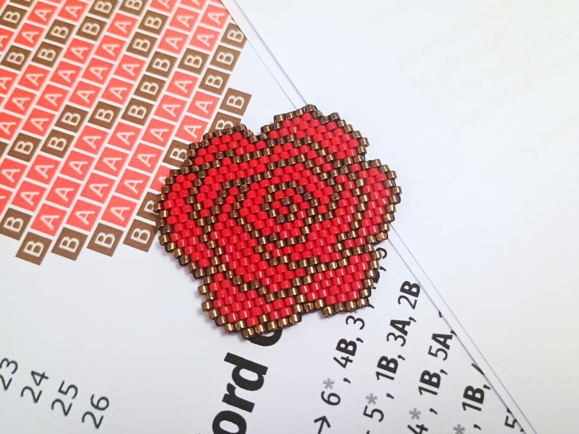 Rose Brick Stitch Pattern: Valentine's Bead Weaving (PDF) - Etsy
