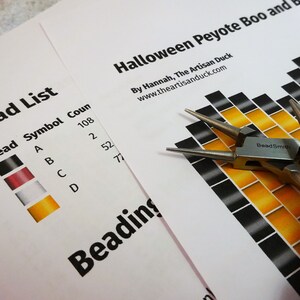 Halloween Peyote BOO and Bat Beading Pattern, PDF Bead Weaving Pattern ...