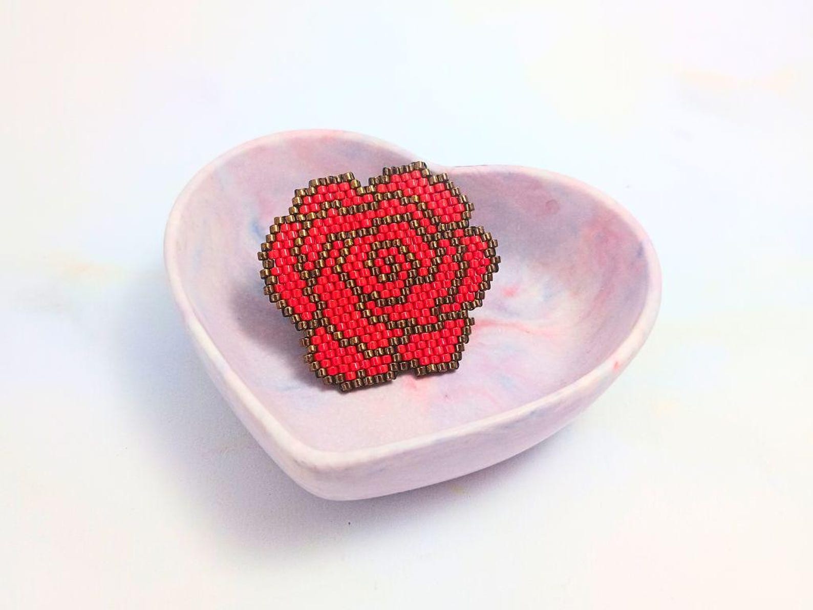 Rose Brick Stitch Pattern: Valentine's Bead Weaving (PDF) - Etsy