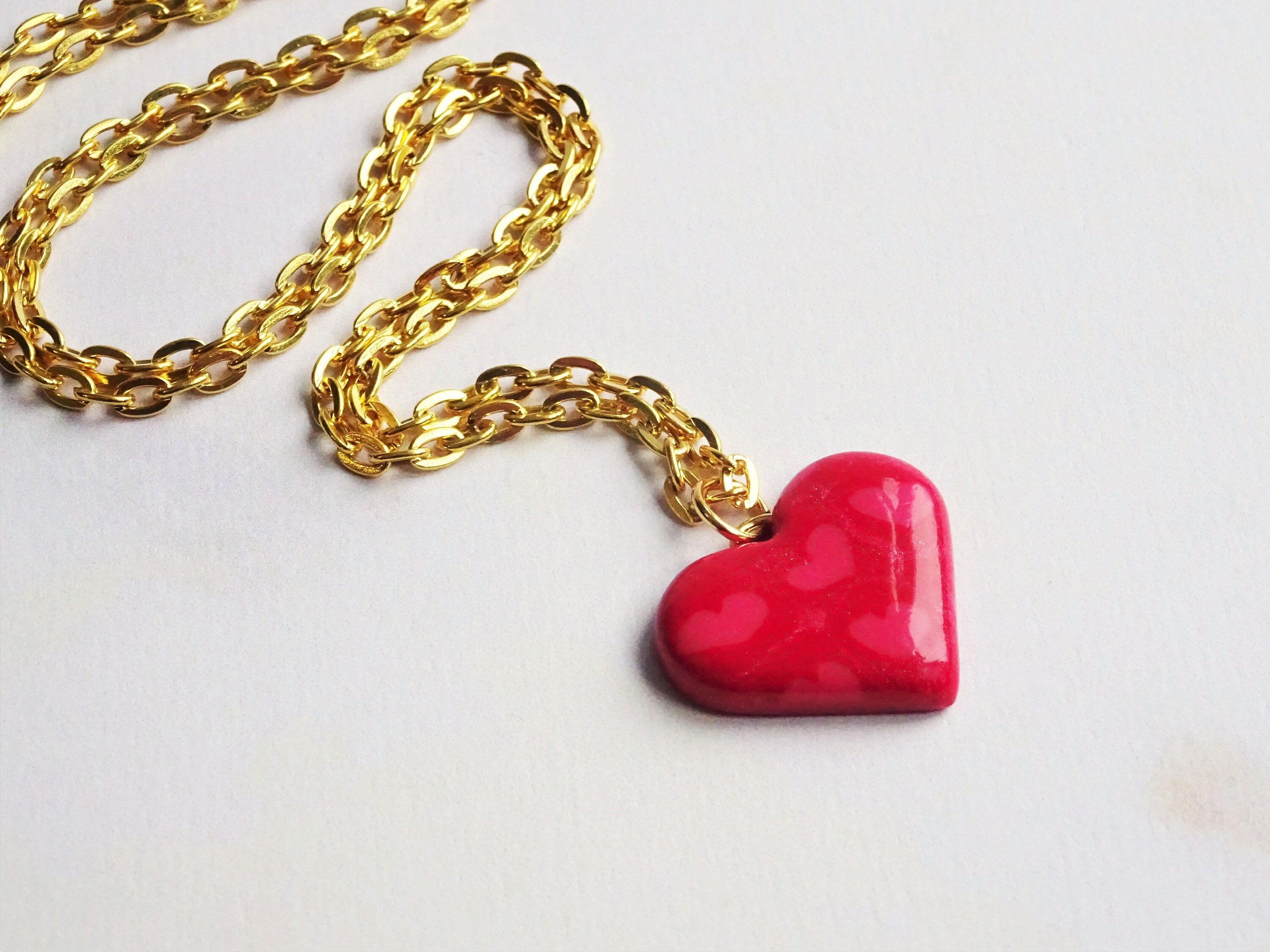 Red Heart Necklace Pink and Red Heart Pendant - Etsy