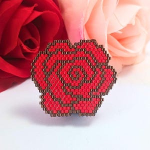 Rose Brick Stitch Pattern: Valentine's Bead Weaving (PDF) - Etsy