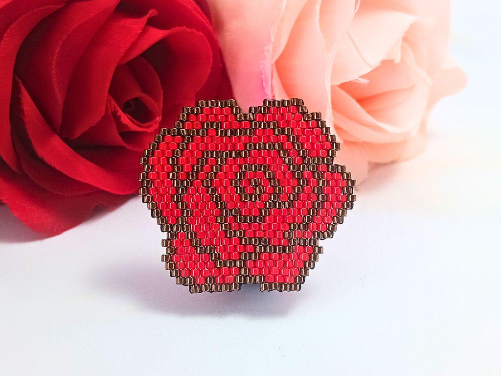 Rose Brick Stitch Pattern: Valentine's Bead Weaving (PDF) - Etsy